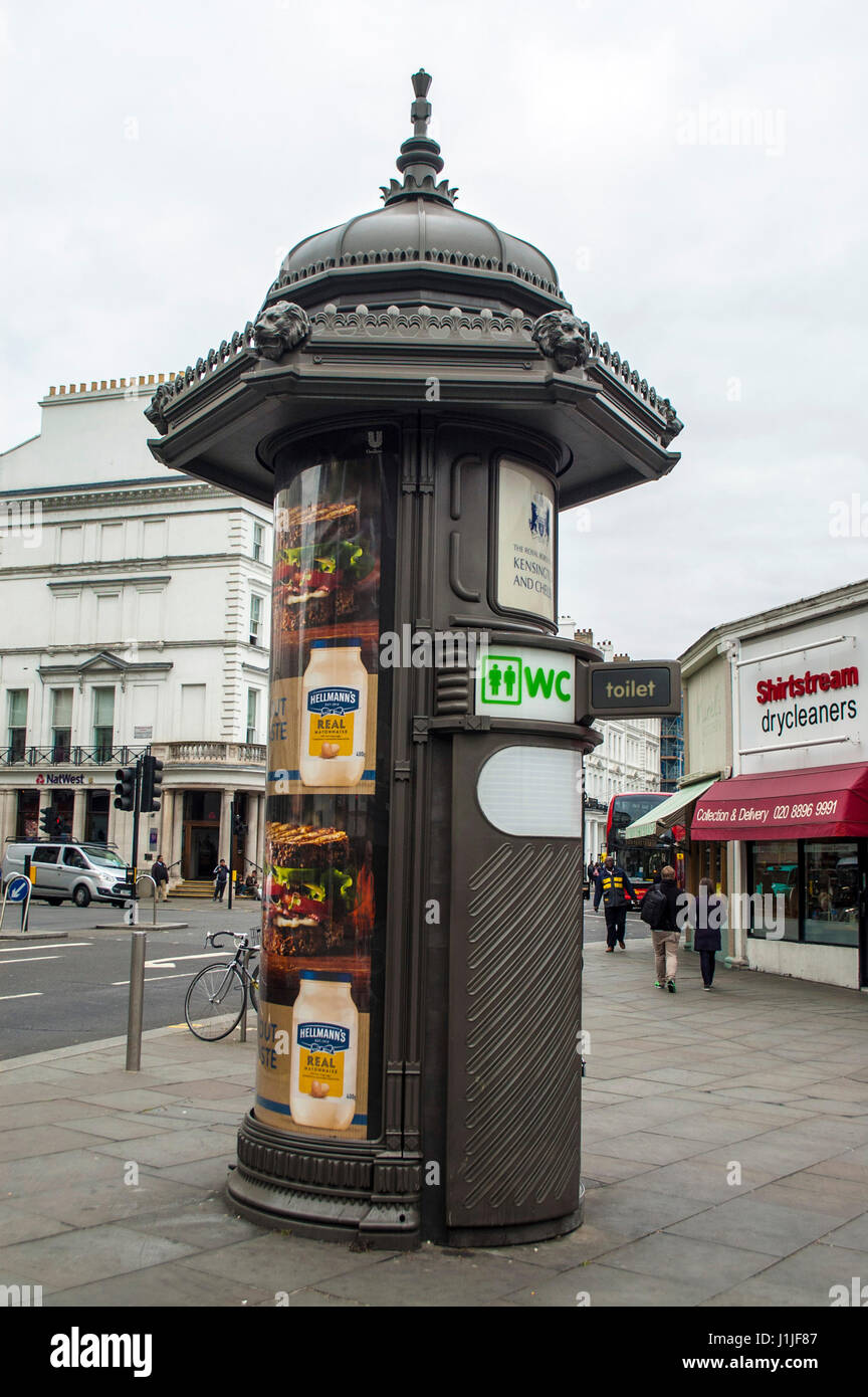 London, UK, 21/04/2017 Coin operated public toilet outside South ...