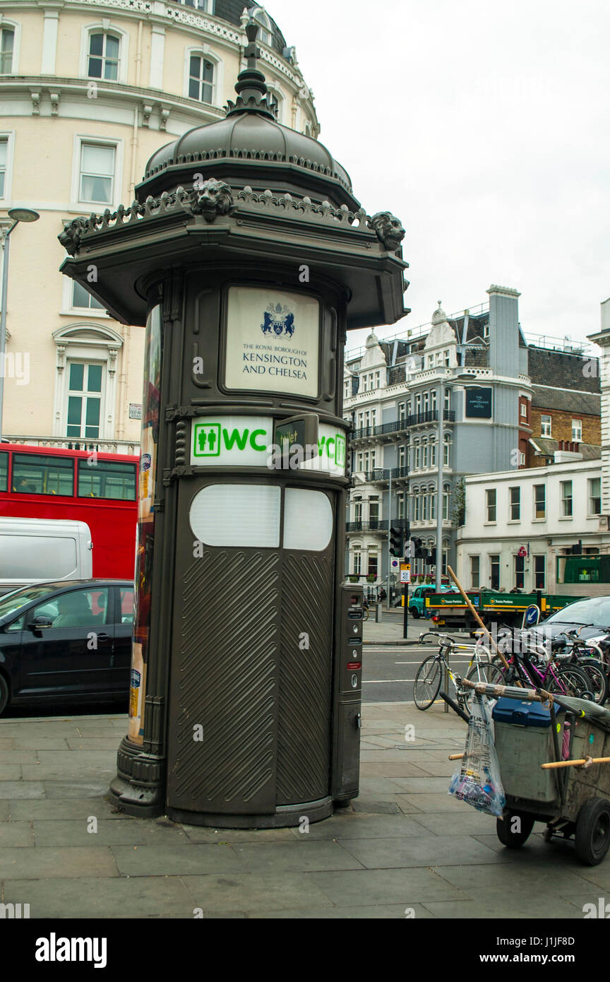 London, UK, 21/04/2017 Coin operated public toilet outside South ...