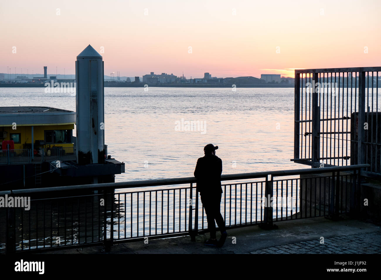 Sunset,silhouette,River Mersey,Liverpool,Merseyside,England,UNESCO ...