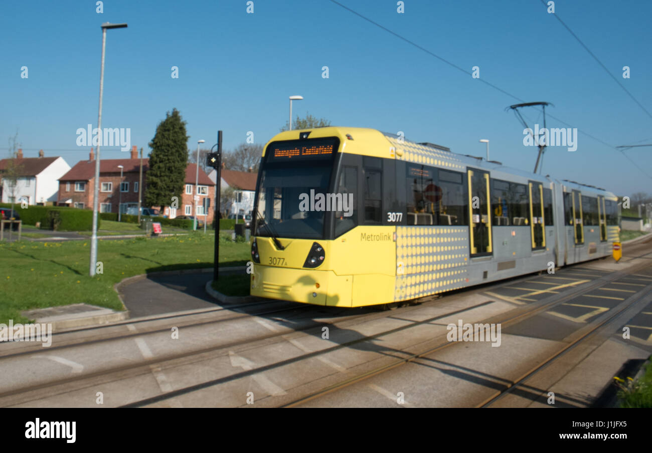 Metro link,tram,carriage,on,F,line,from Manchester,city,to,airport ...