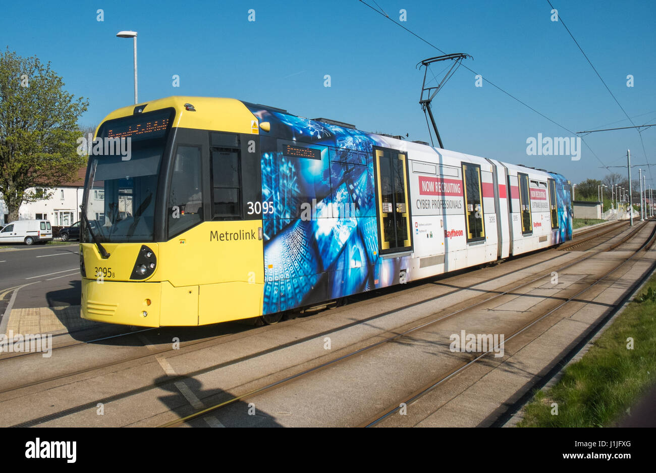 Metro link,tram,carriage,on,F,line,from Manchester,city,to,airport ...