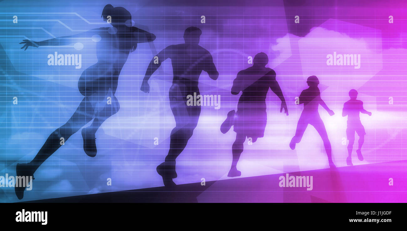 Sports Illustration Abstract Background with Silhouette Art Stock Photo ...