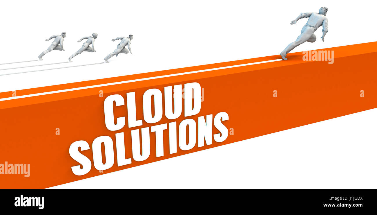 Cloud Solutions Express Lane with Business People Running Stock Photo ...