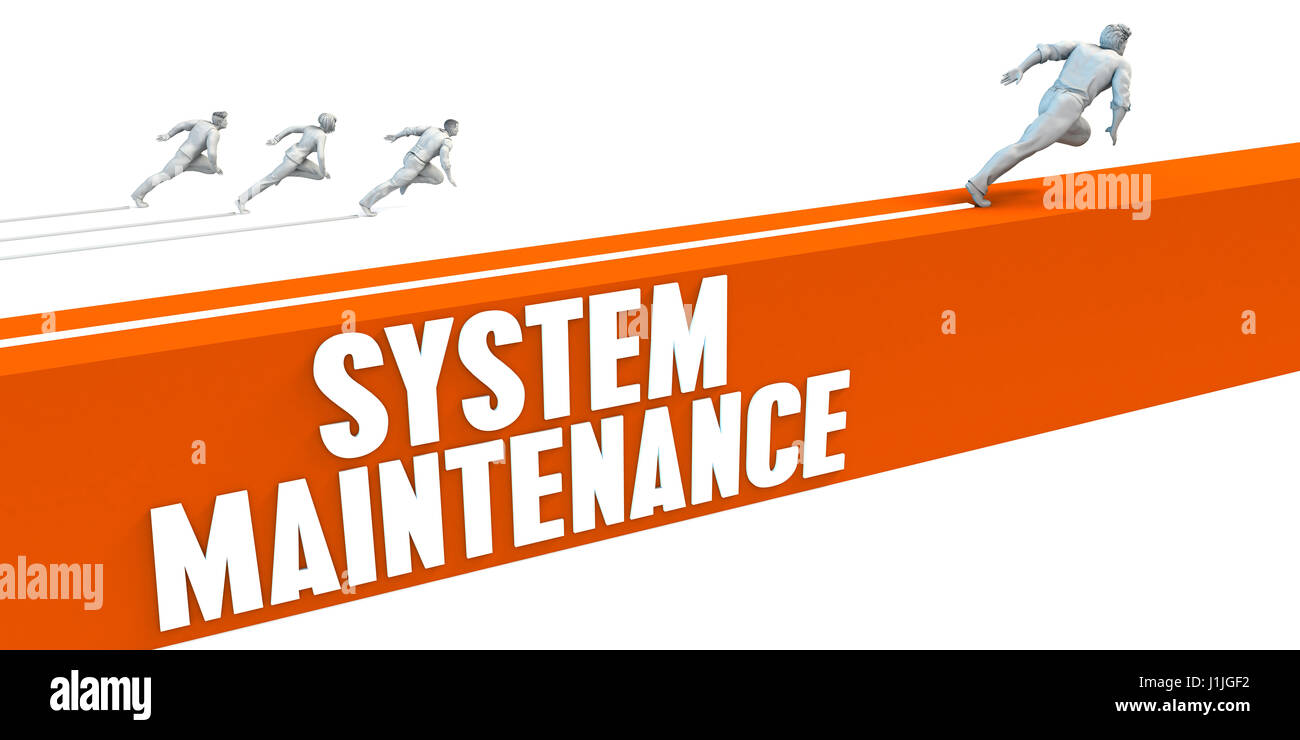 System Maintenance Express Lane with Business People Running Stock ...