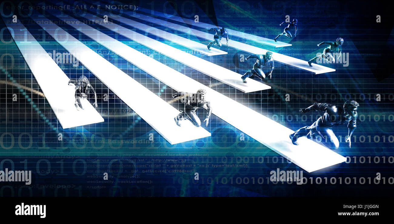 Business People Working Together and Running in the Same Direction ...