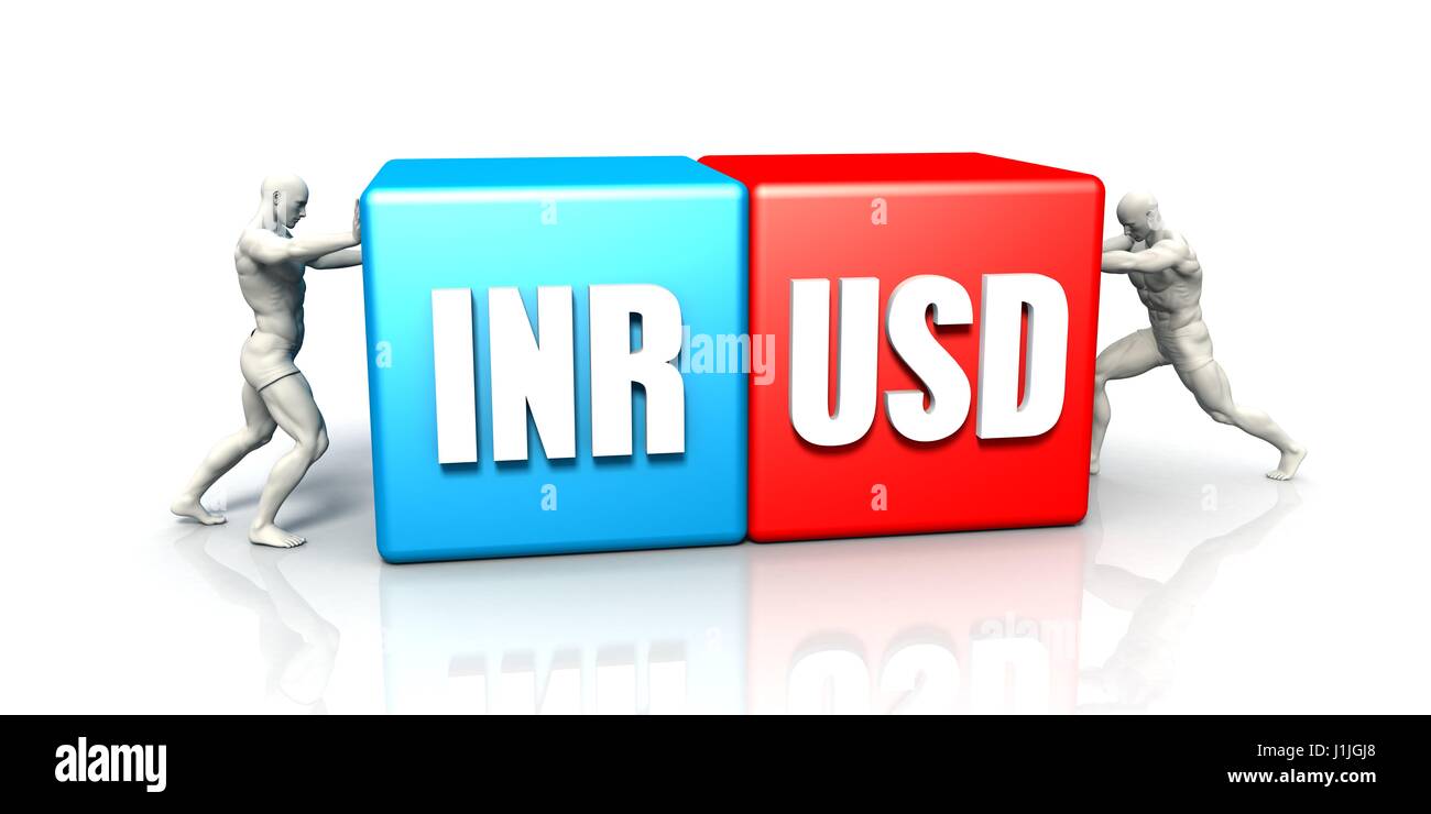 INR USD Currency Pair Fighting in Blue Red and White Background Stock ...