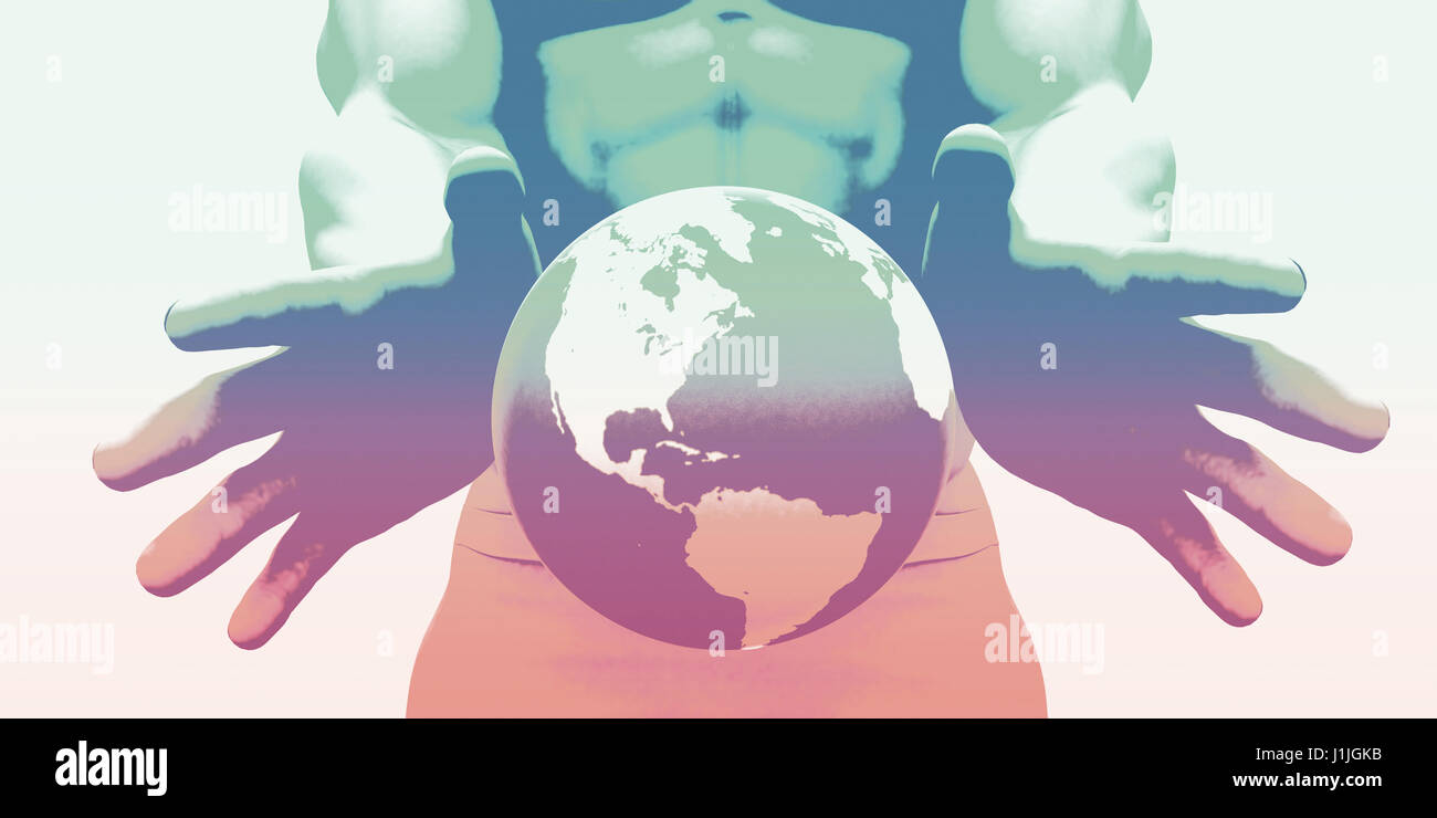 Globalization and a Global Company with Hands Showing World Stock Photo ...