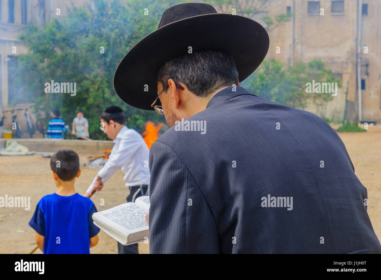 HAIFA, ISRAEL - APRIL 10, 2017: Jewish people perform Biur (burning ...