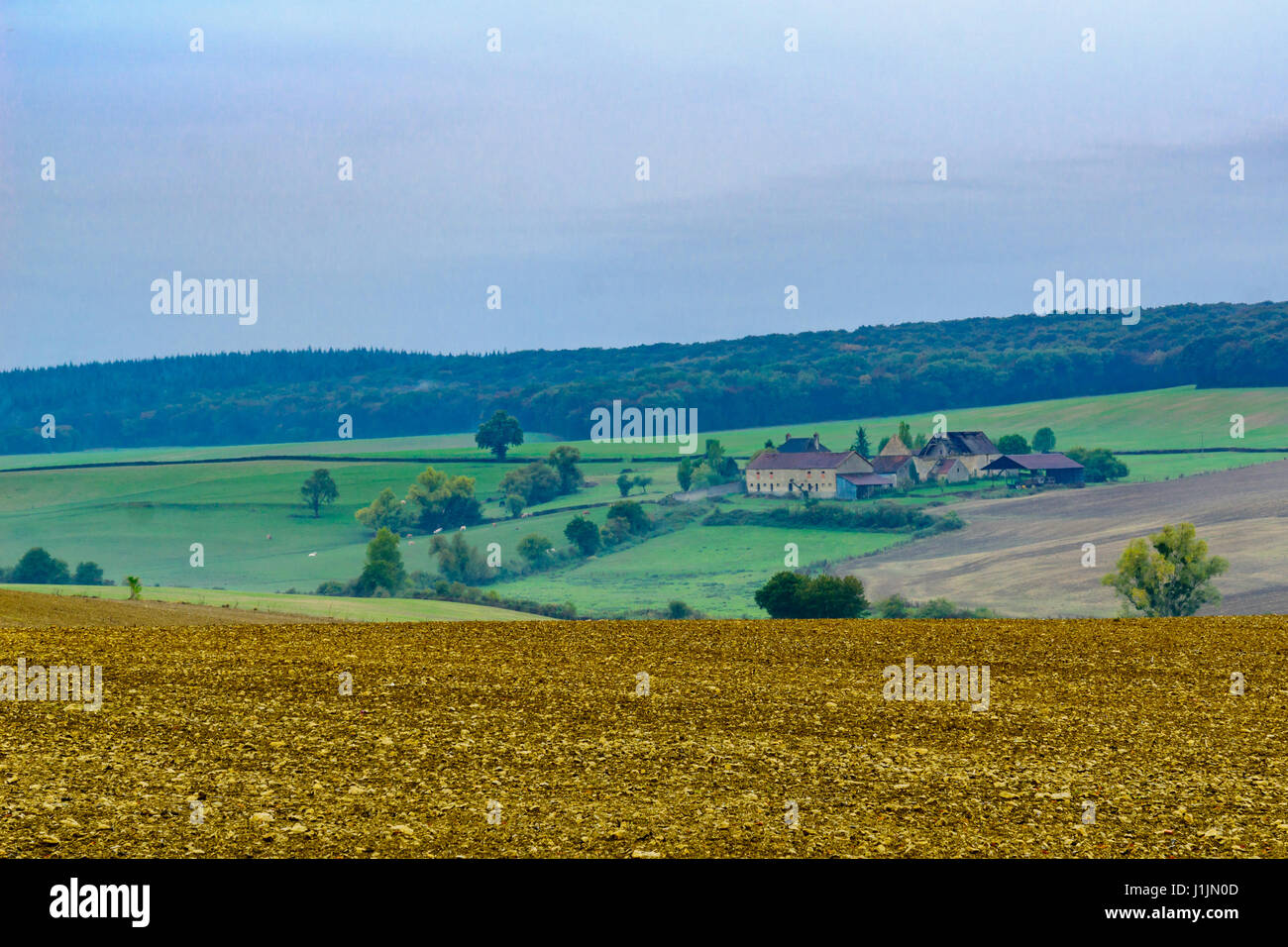 Countryside in a rainy day, in Nievre, Burgundy, France Stock Photo - Alamy