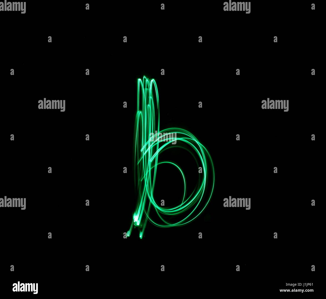 Green Light Painting Photography - letter B of alphabet series on a ...