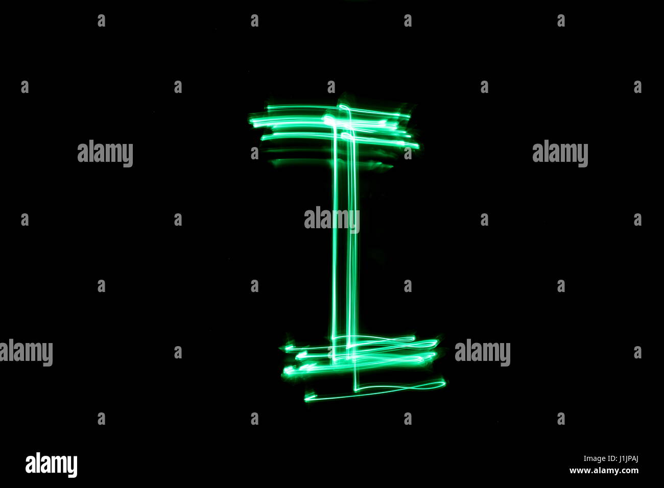 Green Light Painting Photography - letter I of alphabet series on a ...