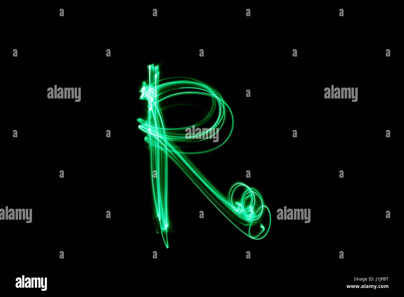 The Letter R In Neon Green