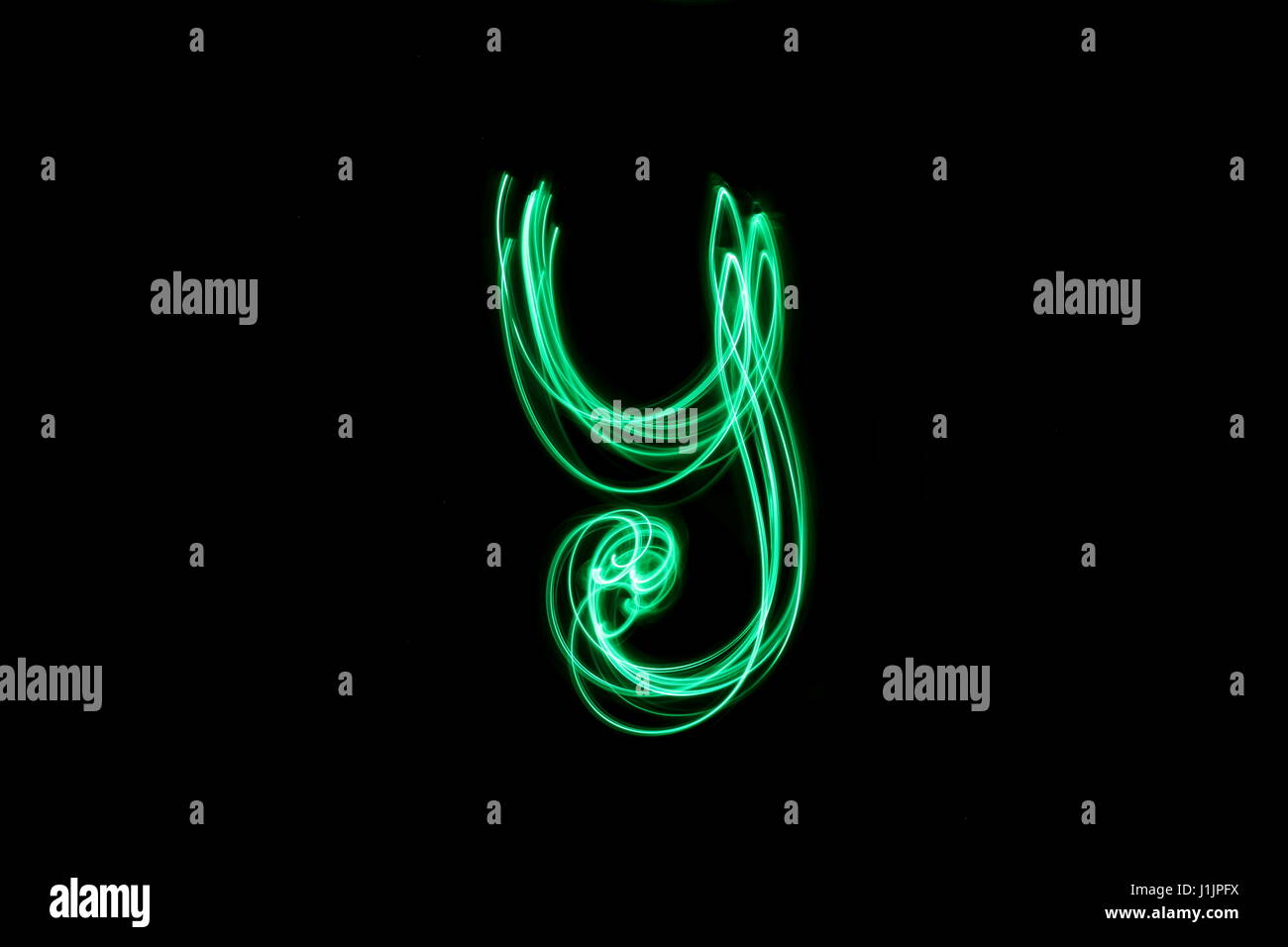 Green Light Painting Photography - letter Y of alphabet series on a ...
