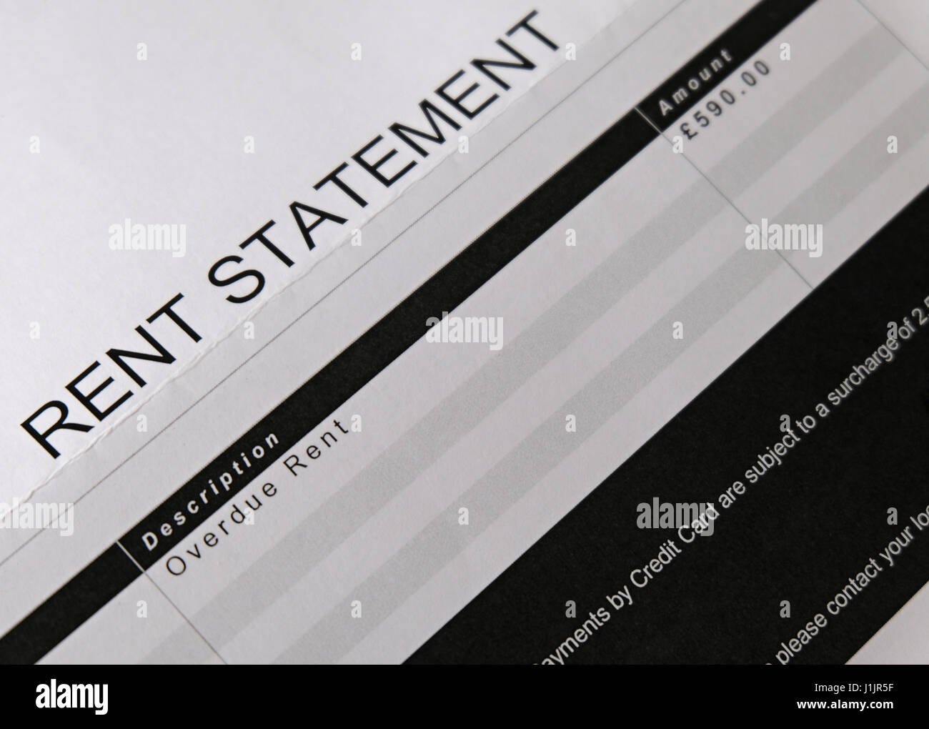 UK Rent Statement showing rent overdue Stock Photo - Alamy