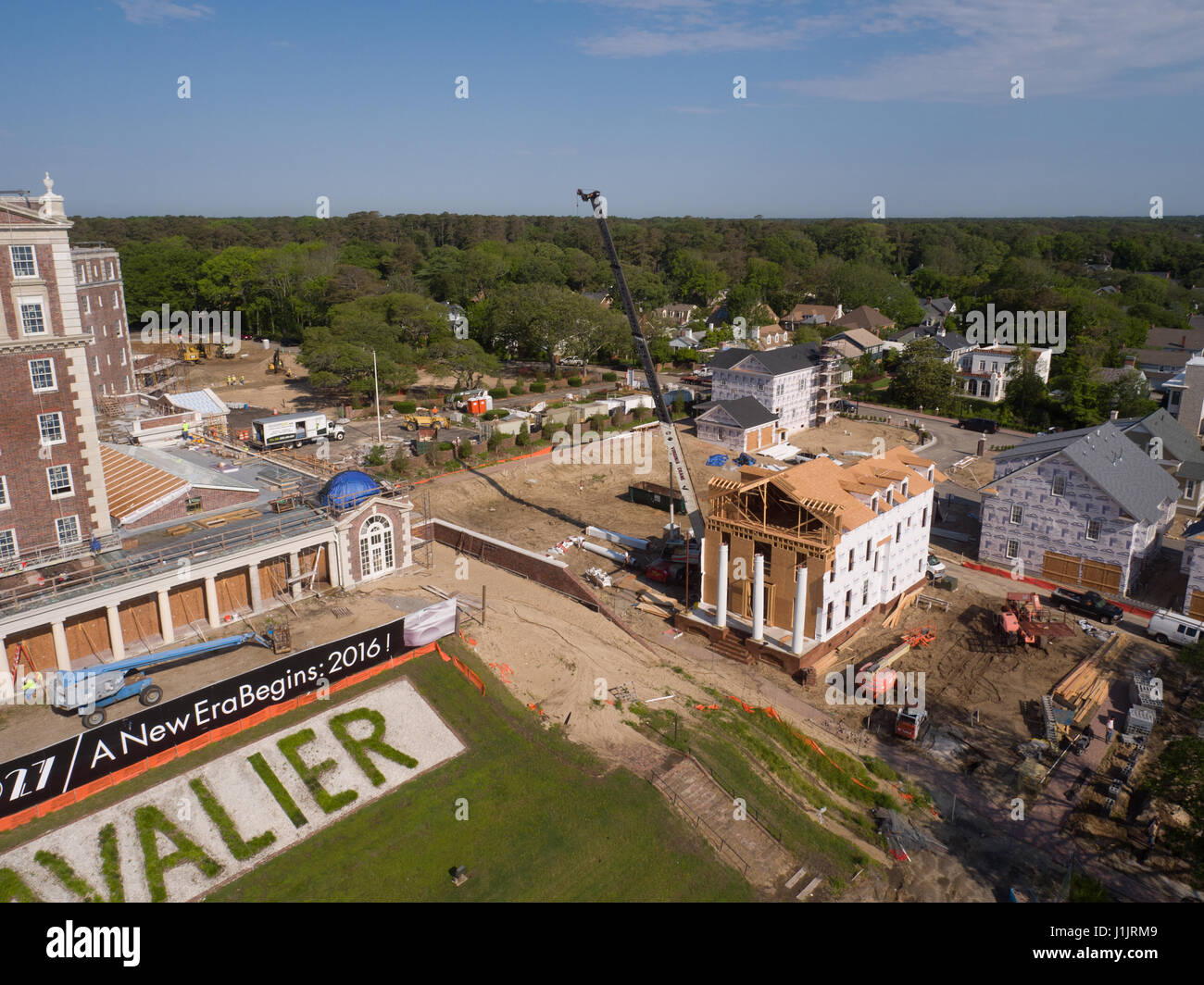 Aerial of construction at old Cavalier Hotel, Virginia Beach, VA Stock ...