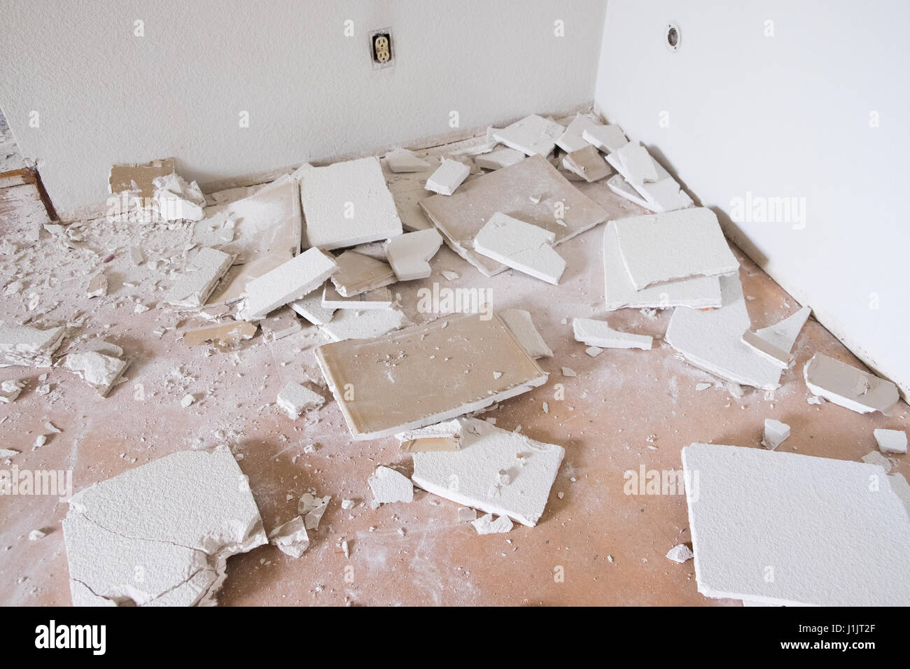 House renovation and major remodel with drywall making a huge mess as a ...