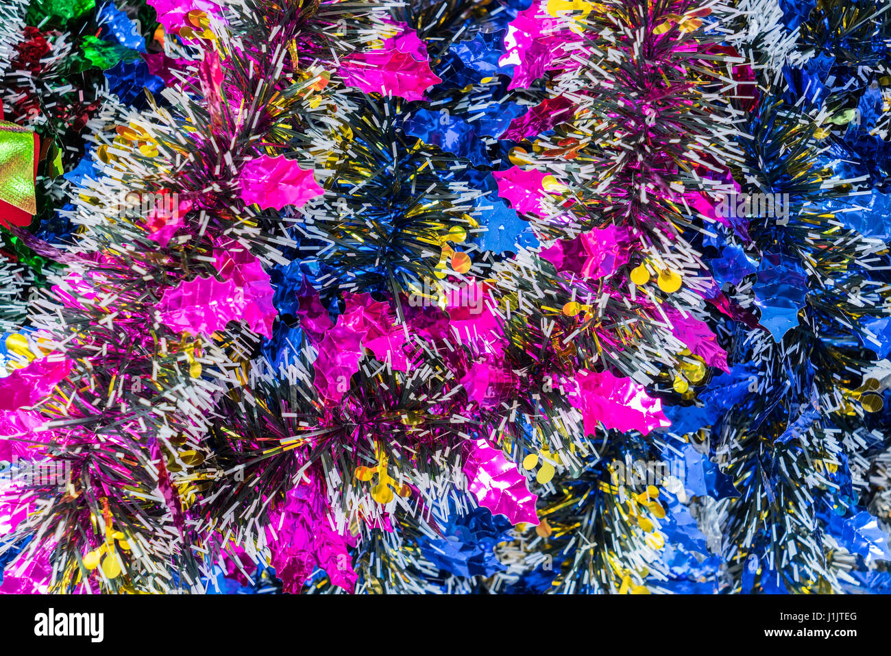 colorful tinsel Christmas decoration. Abstract macro background Stock ...