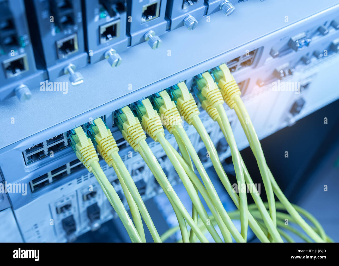 ethernet cable on network switches background Stock Photo - Alamy