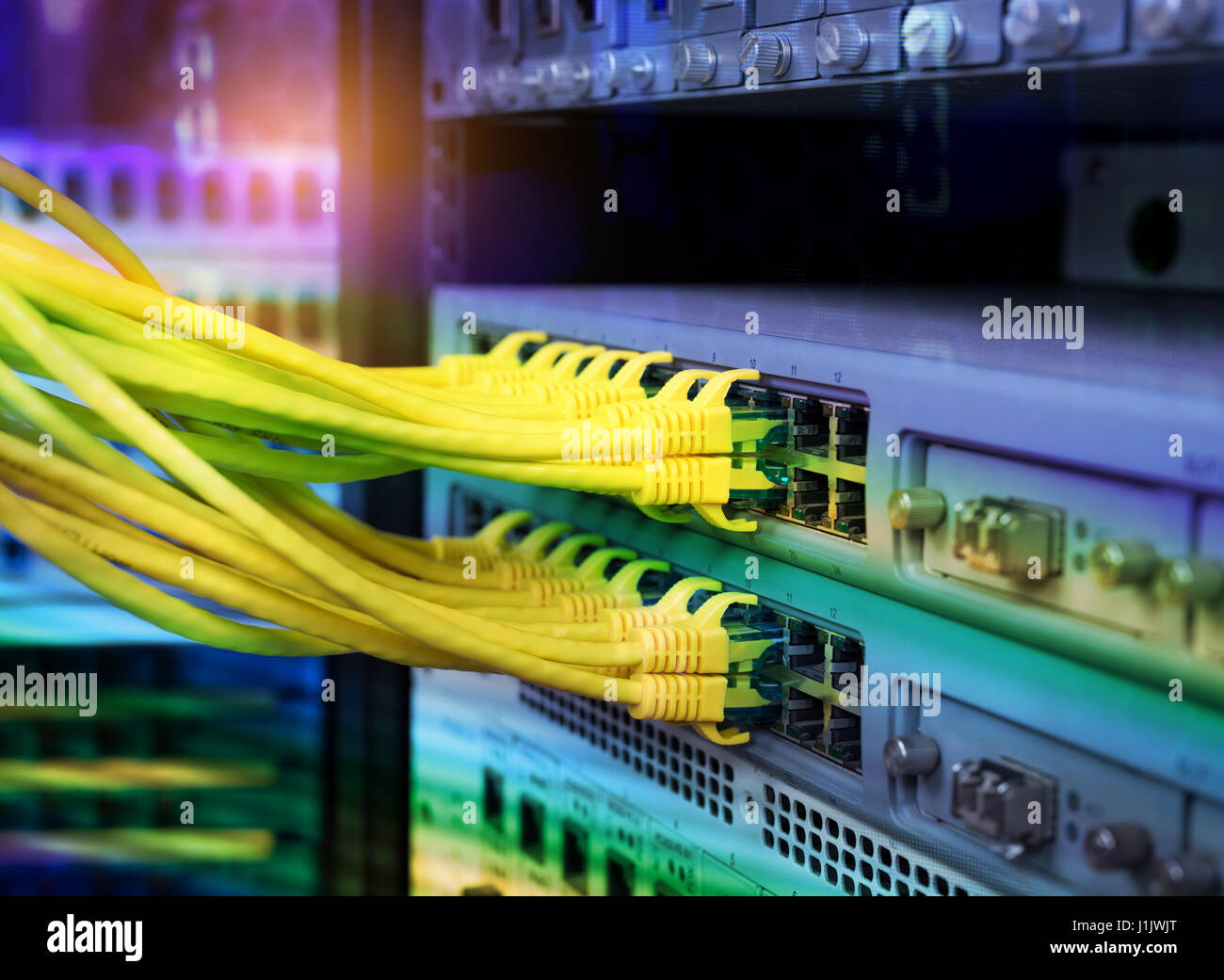 ethernet cable on network switches background Stock Photo - Alamy