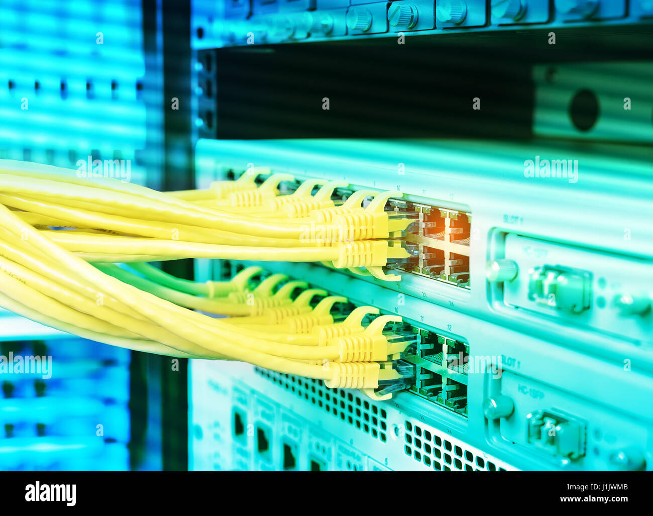 ethernet cable on network switches background Stock Photo - Alamy