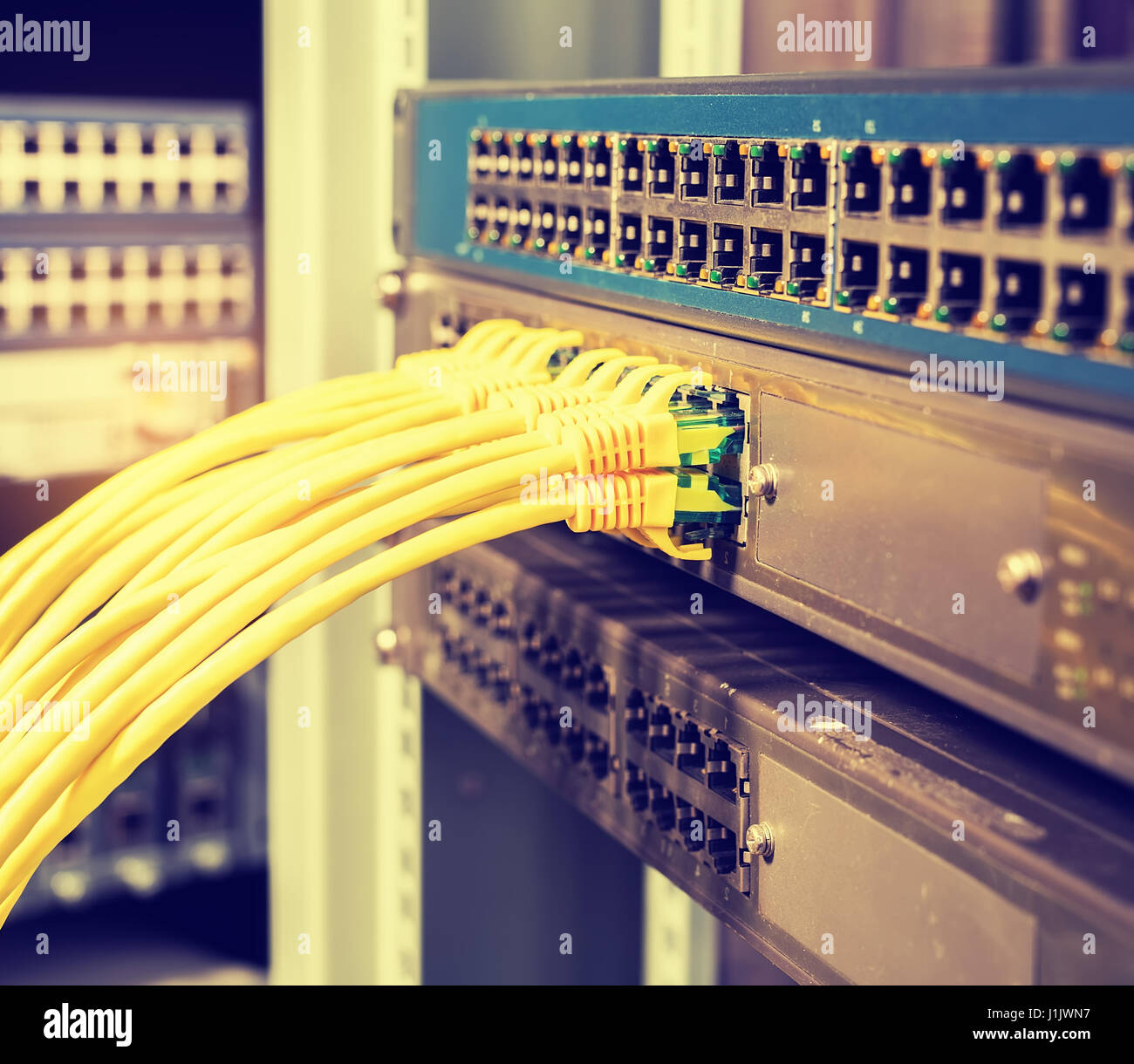 ethernet cable on network switches background Stock Photo - Alamy