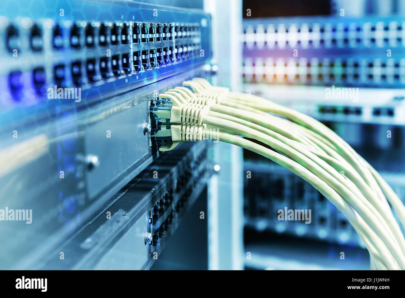 ethernet cable on network switches background Stock Photo - Alamy