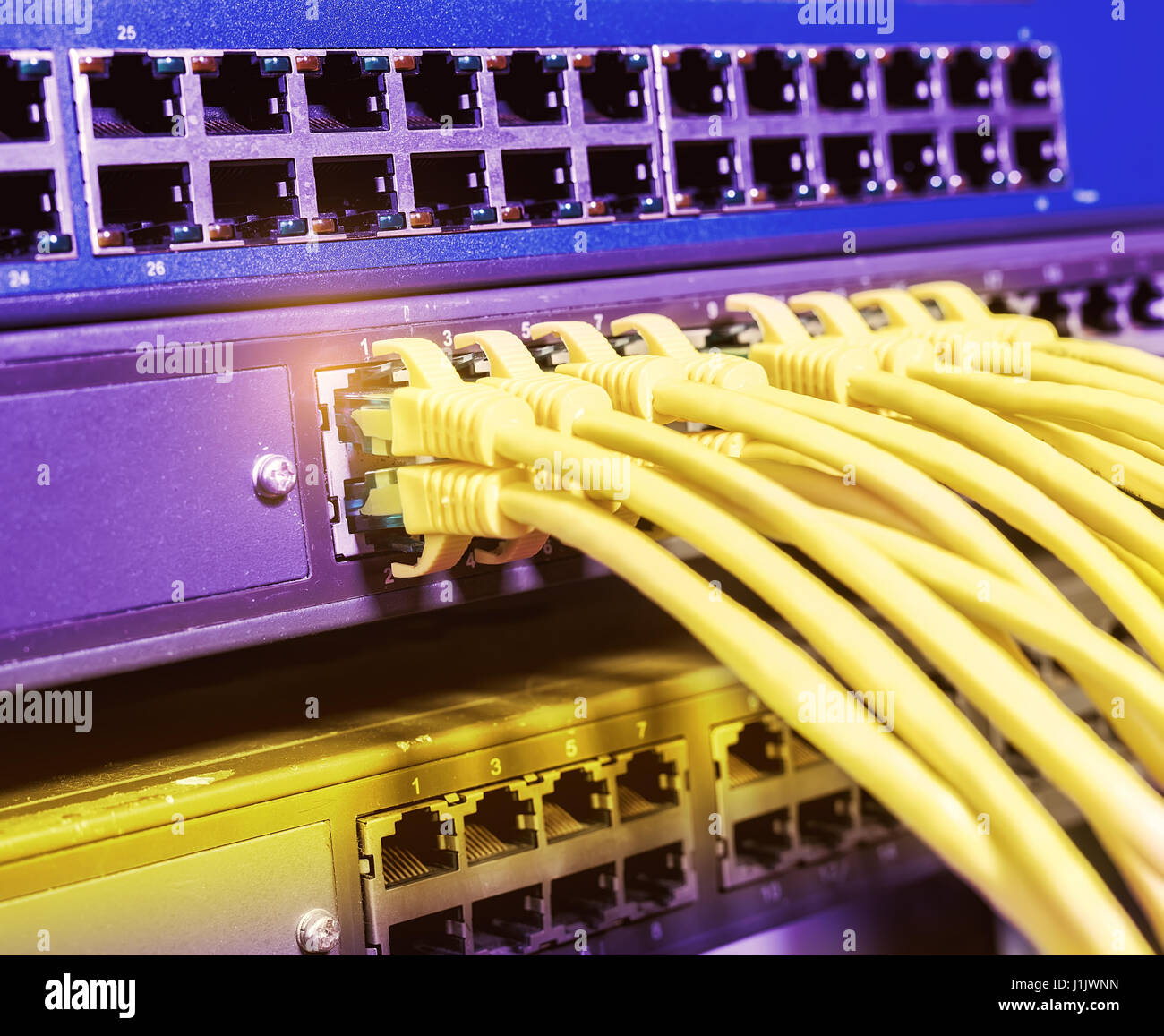 ethernet cable on network switches background Stock Photo - Alamy