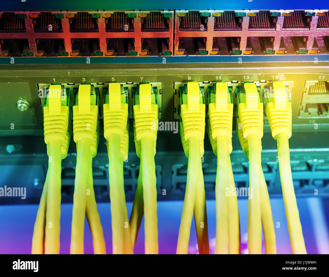 ethernet cable on network switches background Stock Photo - Alamy