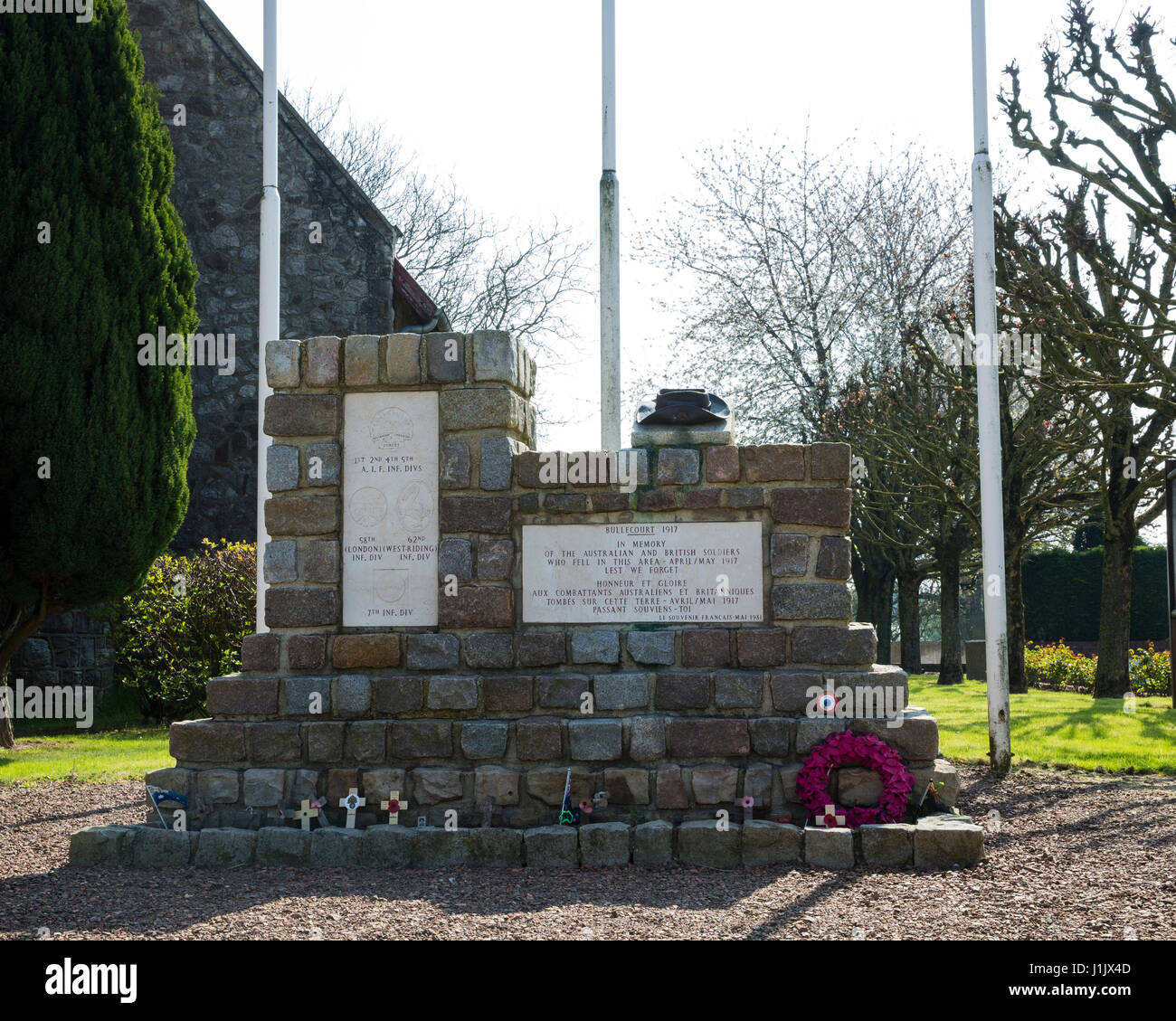 Memorials to the 1917 Battles of first and second Bullecourt of 1917 in ...