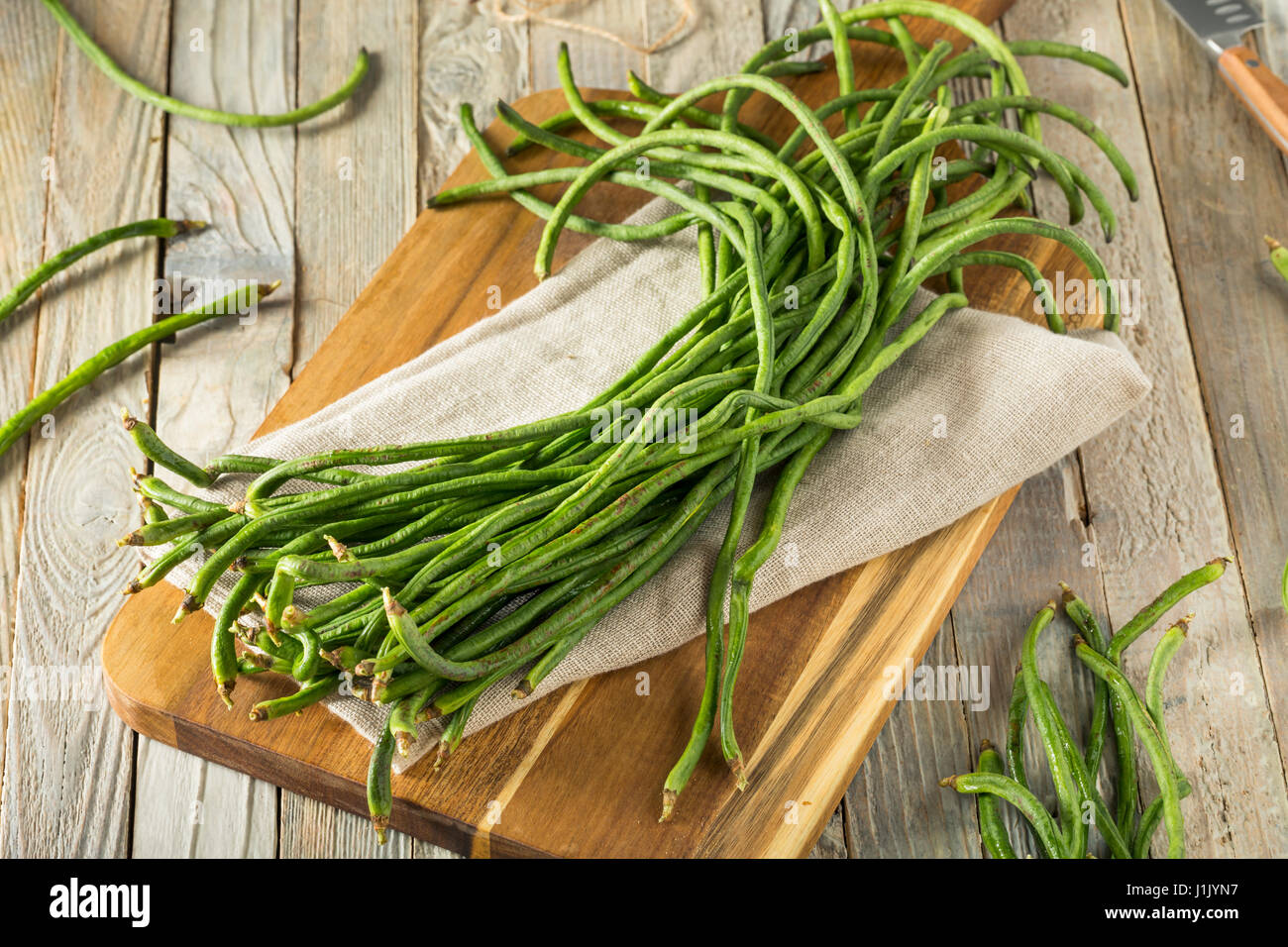 Raw Green Organic Chinese Long Beans Ready to Cook With Stock Photo - Alamy