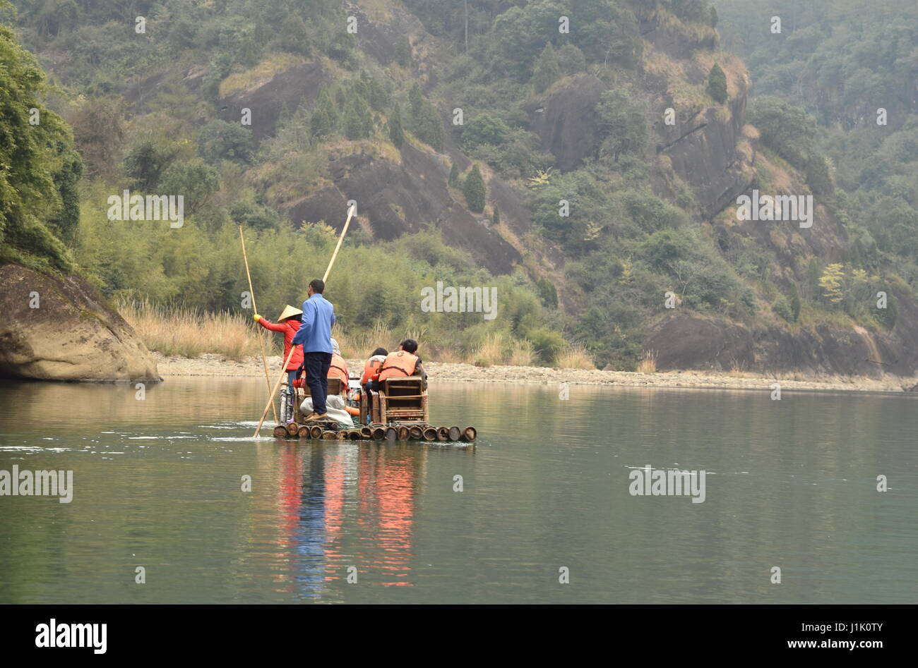 Bamboo raft on Nine-bend river of Wuyishan, China Stock Photo - Alamy
