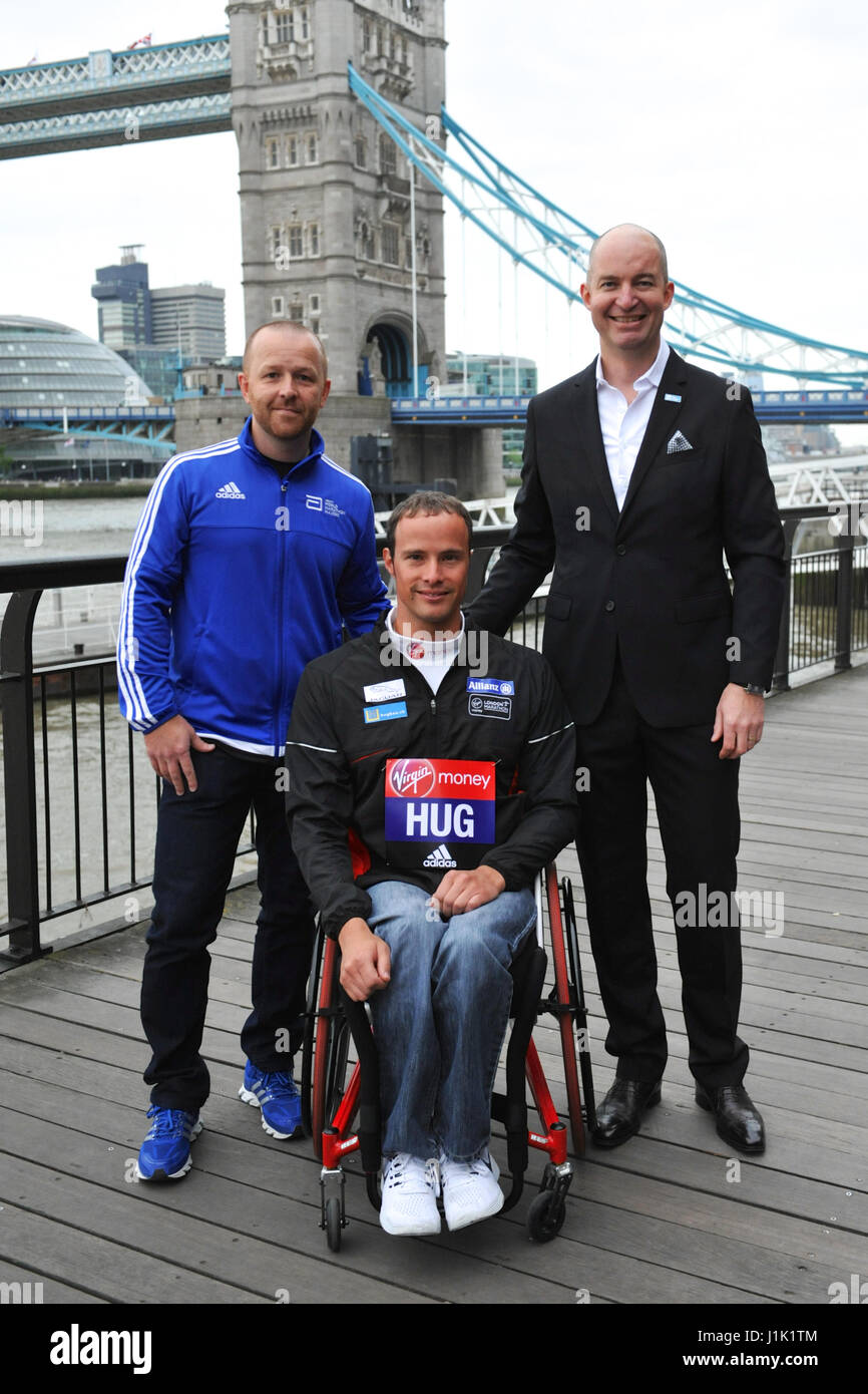 London, UK. 21st. April, 2017. Marcel Hug (SUI) with World Marathon ...