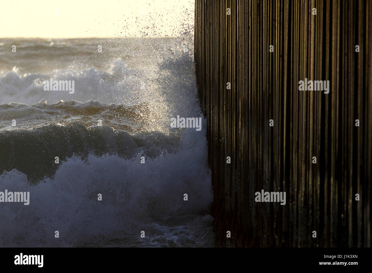 Tijuana, Baja Norte, Mexico. 22nd Feb, 2017. A wave from the Pacific ...