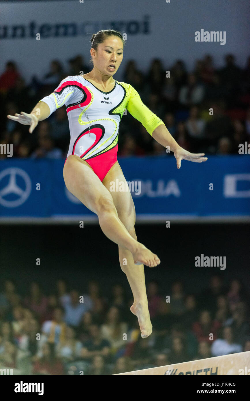 Cluj Napoca, Romania. 21st Apr, 2017. Kim Bui from Germany in action ...