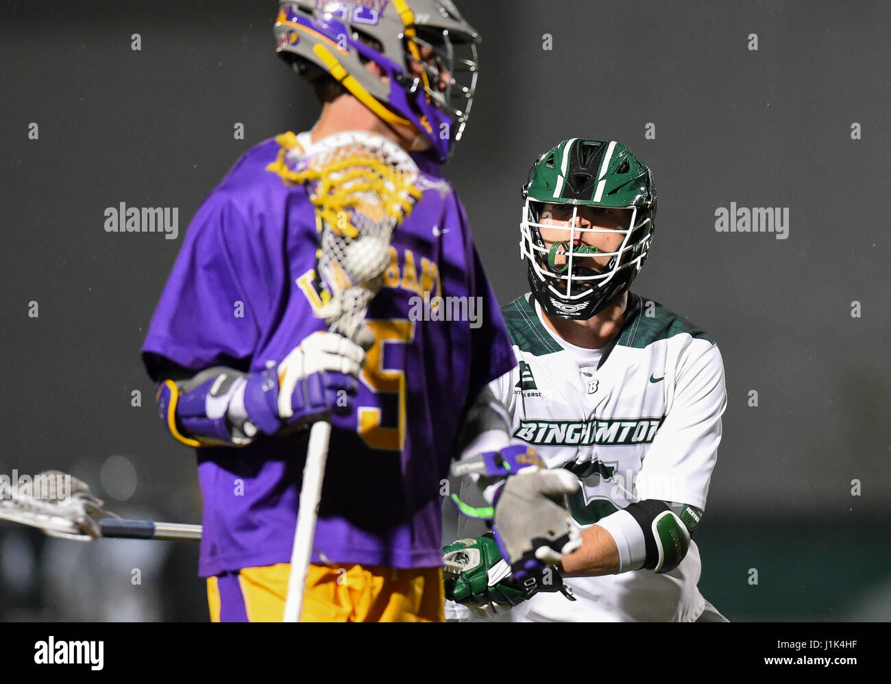 Vestal, New York, USA. 19th Apr, 2017. Binghamton Bearcats defenseman ...