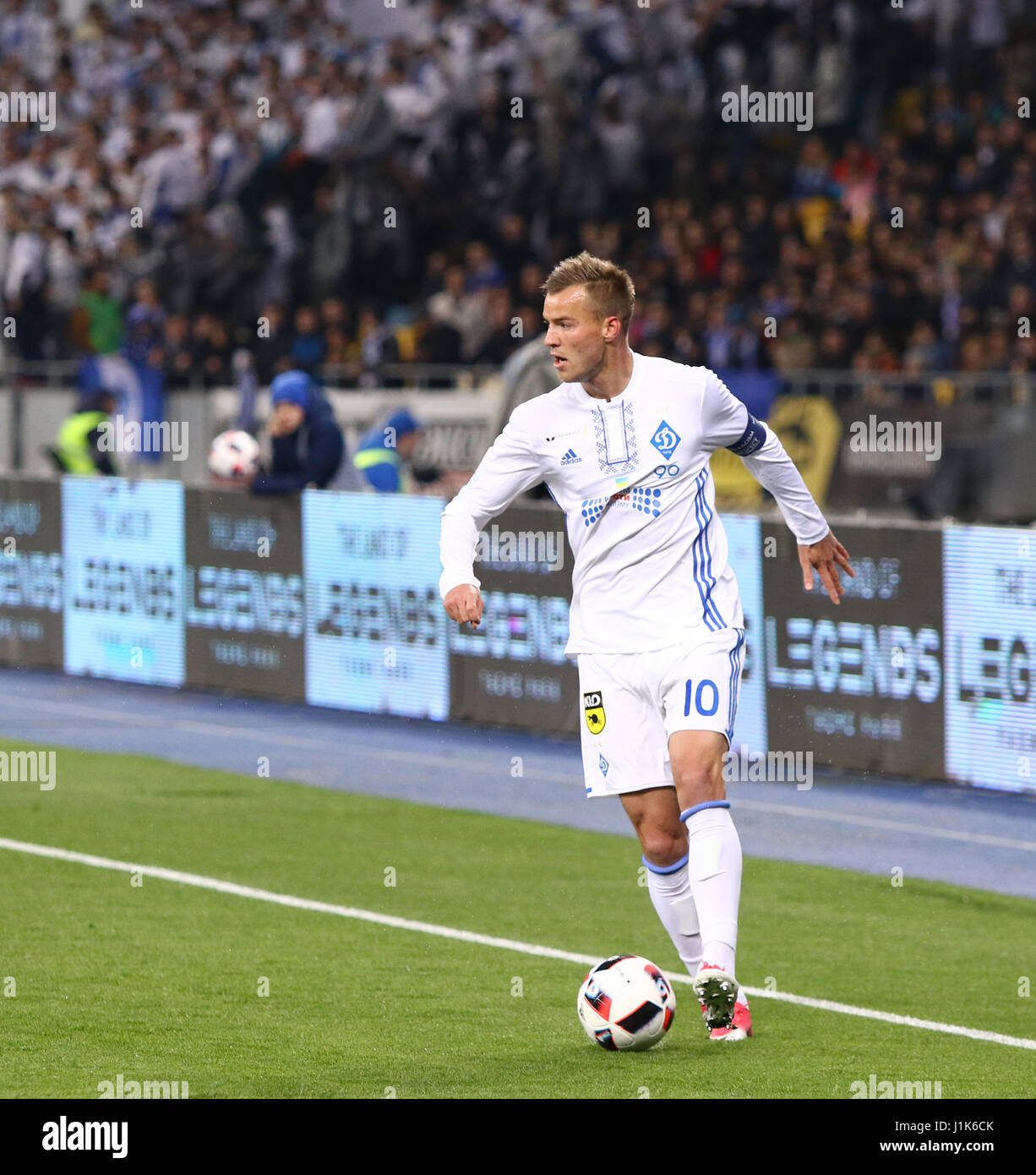 Kiev, Ukraine. 21st April, 2017. Striker Andriy Yarmolenko of Dynamo ...