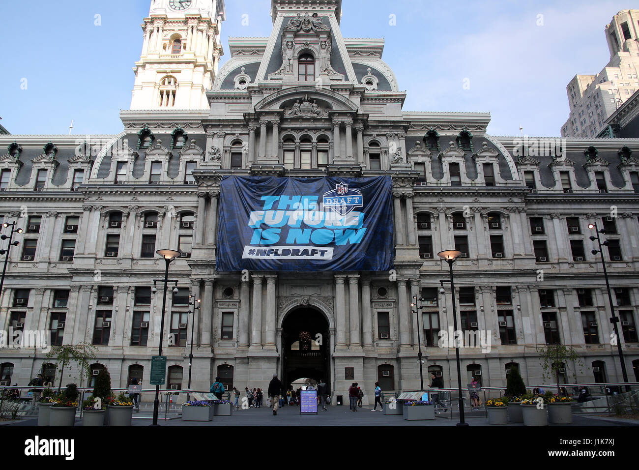 Philadelphia, PA, USA. 21st Apr, 2017. NFL Draft sign pictured on City ...