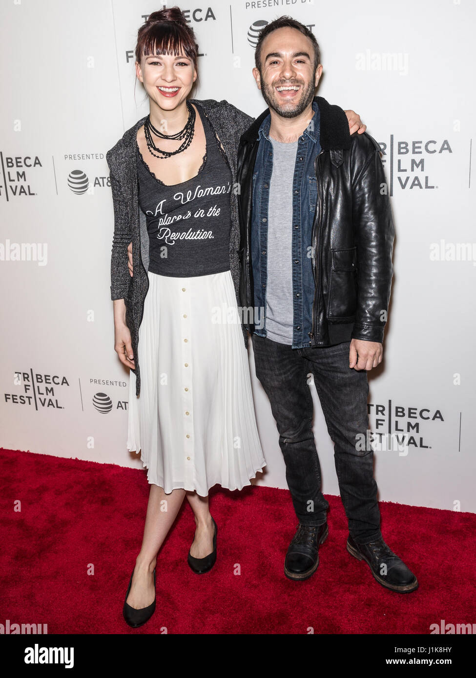 New York, New York, USA. 21st Apr, 2017. Karen Darke (L) and guest ...