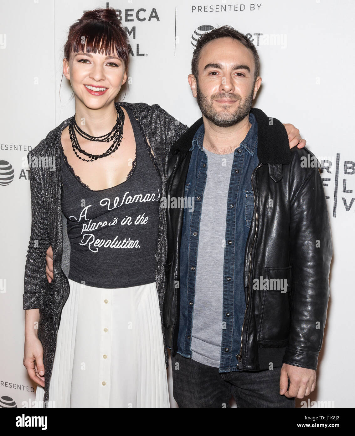 New York, New York, USA. 21st Apr, 2017. Karen Darke (L) and guest ...