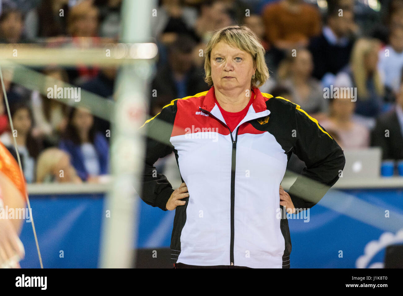 German Coach during the Women's Apparatus Finals at the European Men's ...
