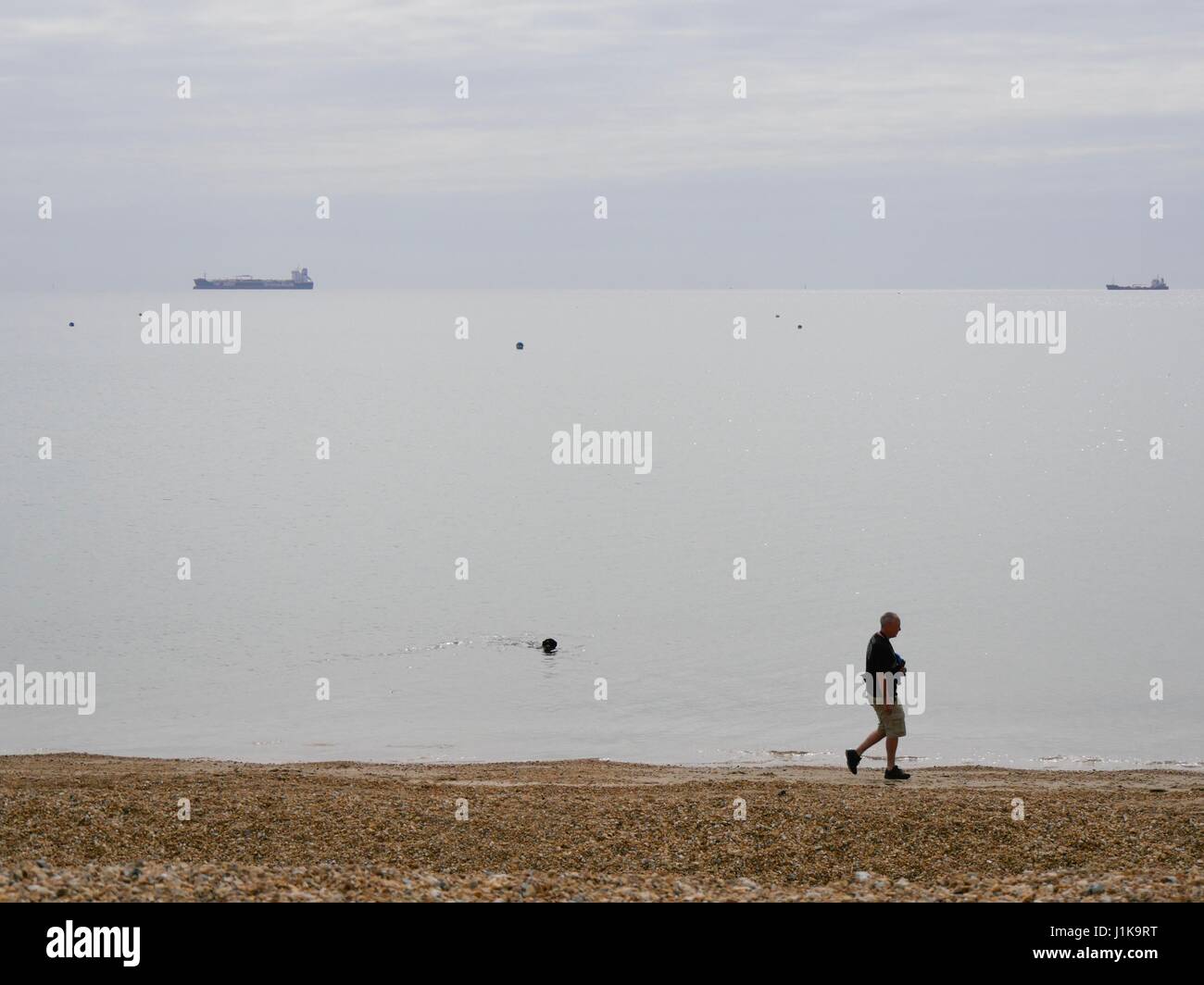 Weymouth, Dorset, UK. 22nd Apr, 2017. Overcast but bright weather and a ...