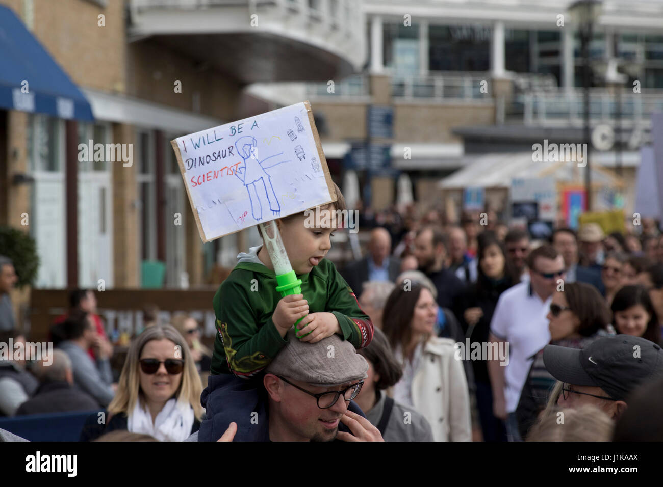 Cardiff, Wales, UK. 22nd Apr, 2017. Scientists and members of the ...