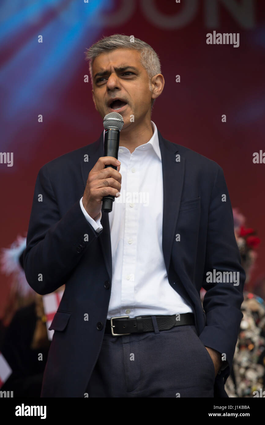 London, UK. 22nd Apr, 2017. Sadiq Khan, Mayor of London attends the ...