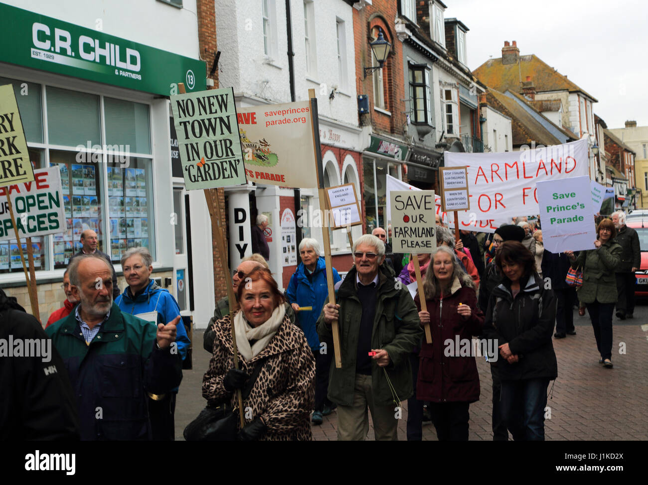 Protest march in Hythe against Otterpool housing develoment, kent ...