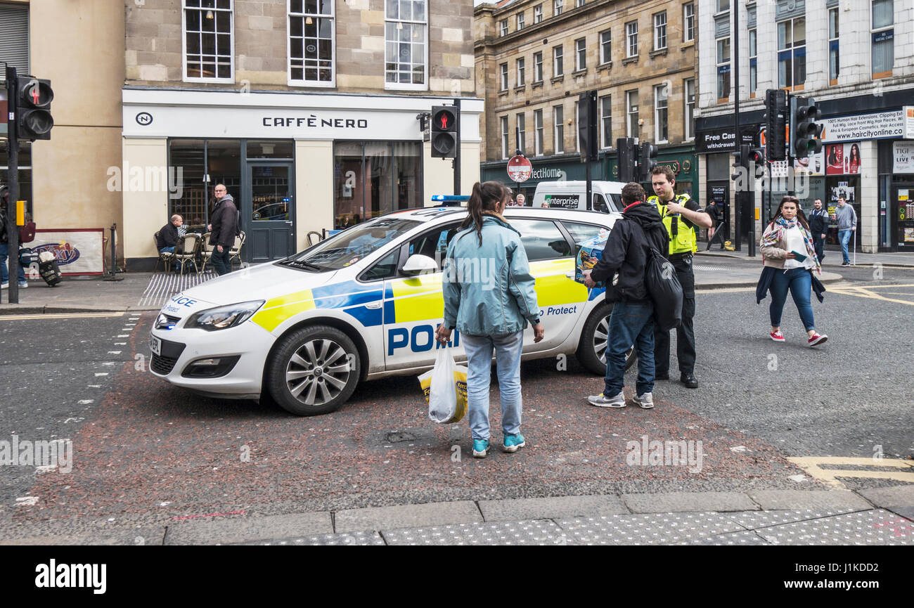 Newcastle upon Tyne, UK. 22nd April 2017. An officer of Northumbria ...