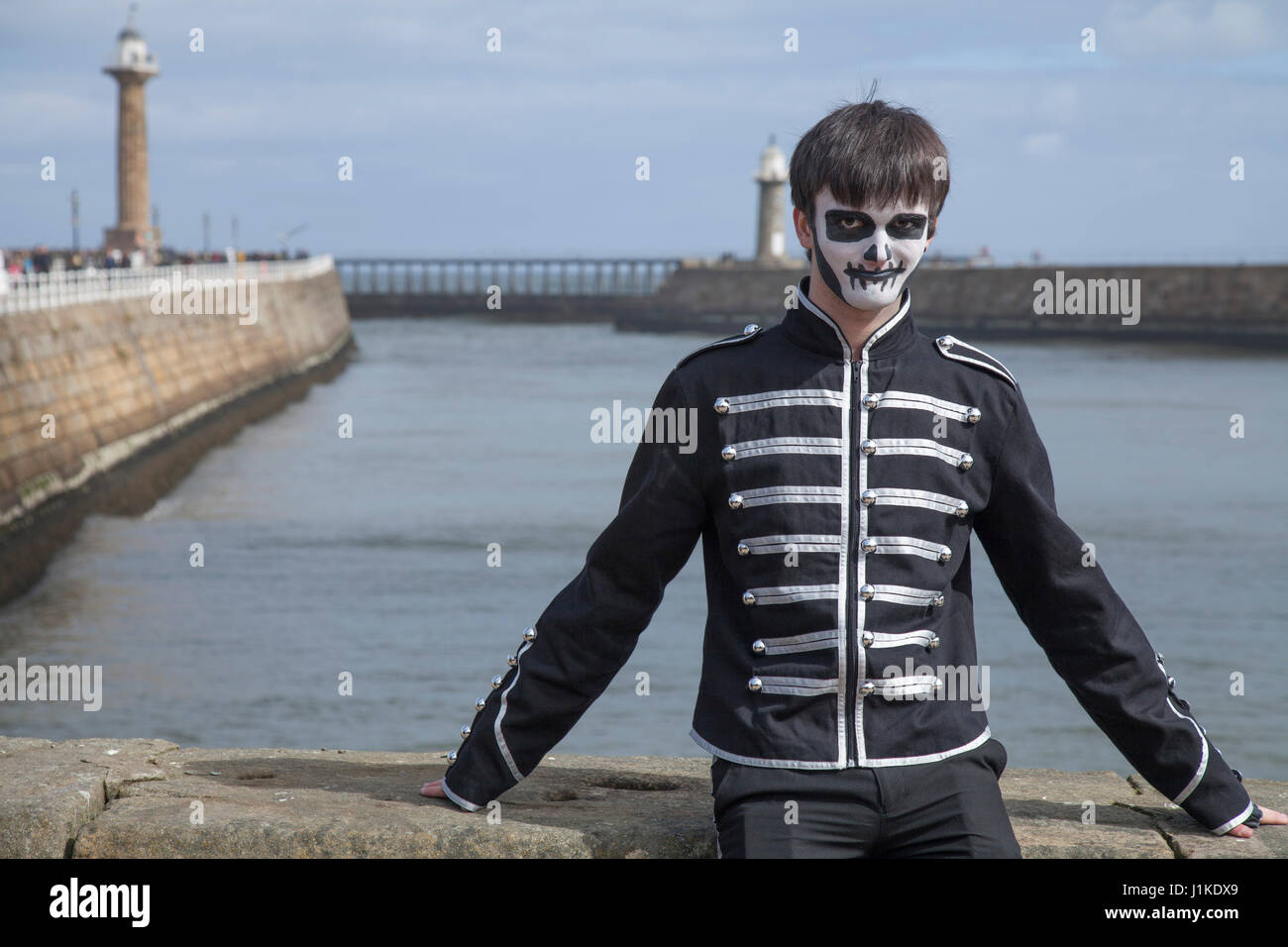 A goth poses for photos in Whitby Credit: David Dixon/Alamy Live News ...
