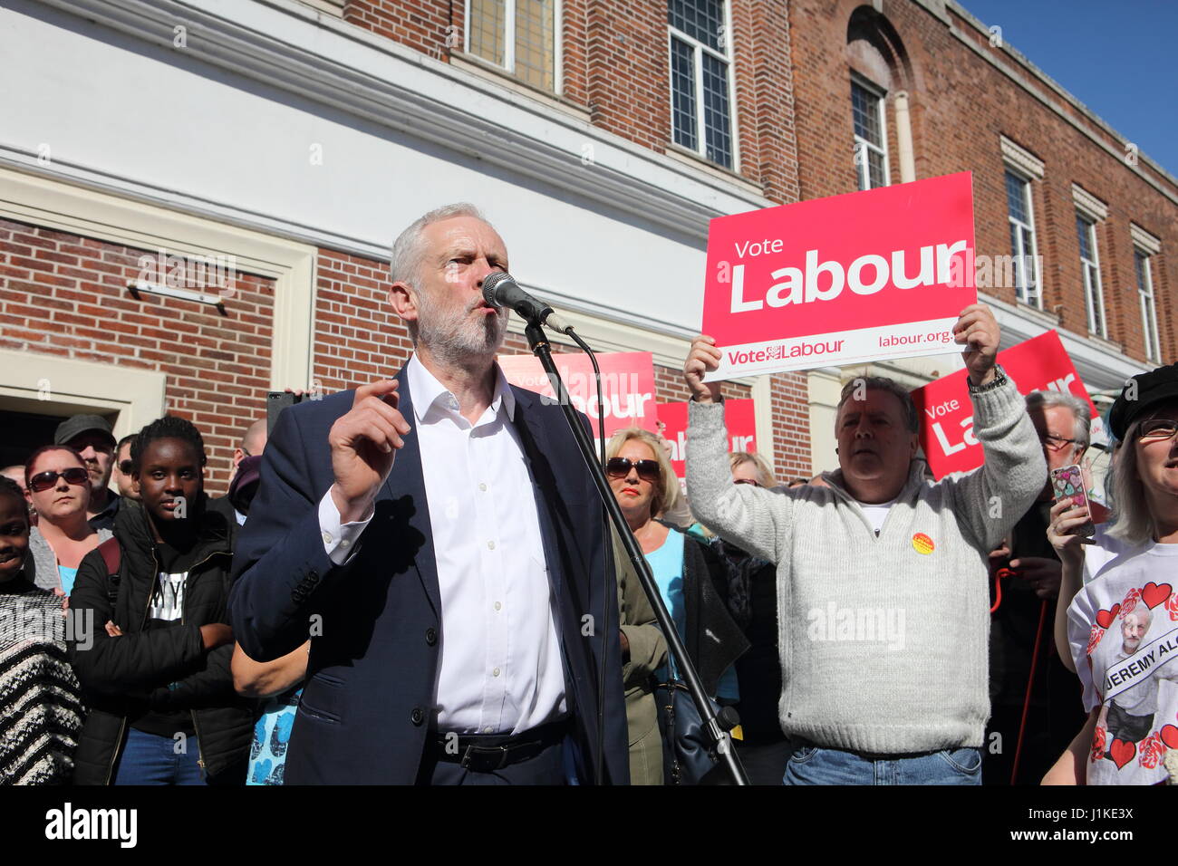 Crewe, Cheshire, UK. 22nd April, 2017. Leader of the Labour Party ...