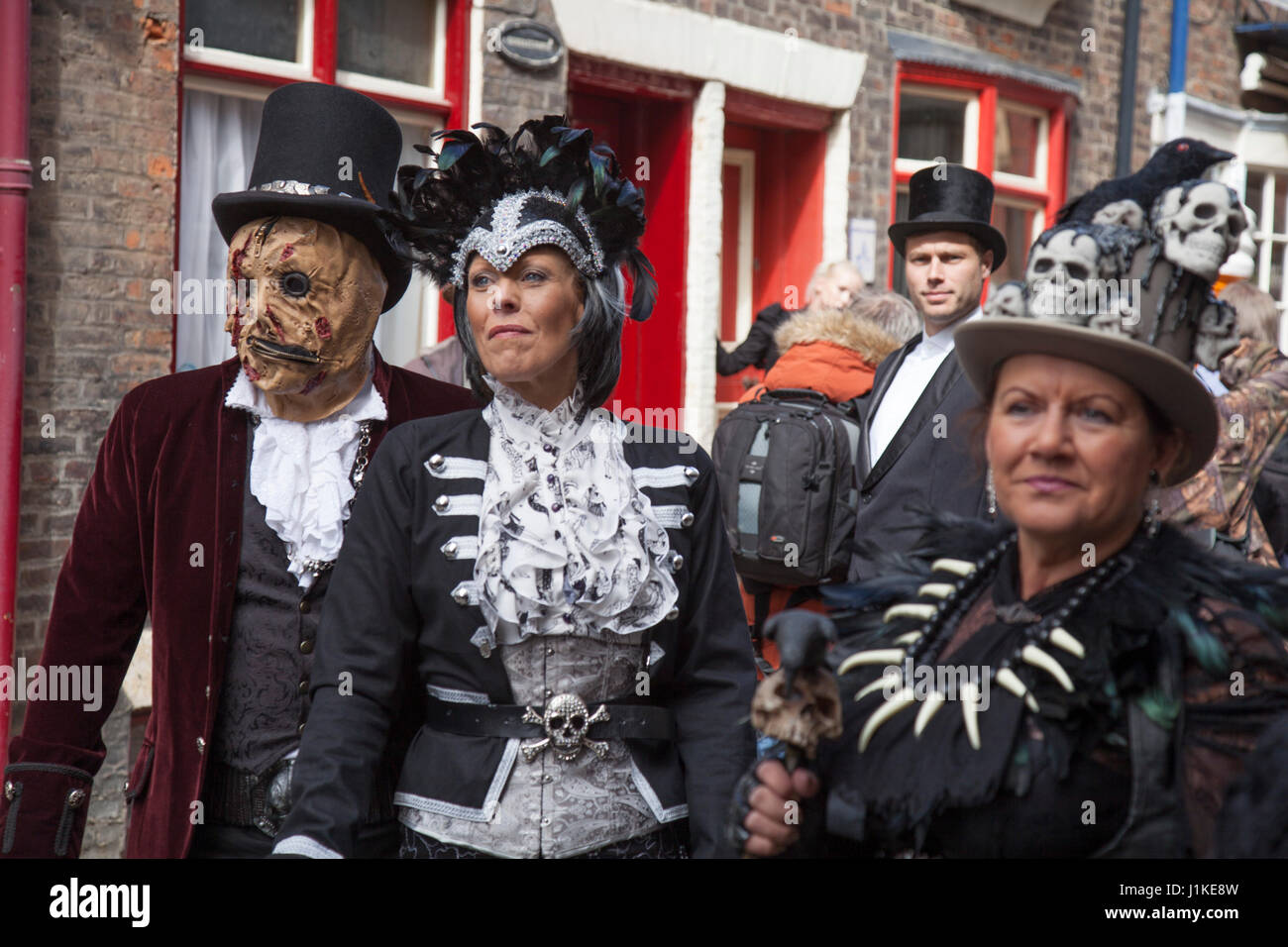 A group of Goths pose for photos in Whitby Credit: David Dixon/Alamy ...