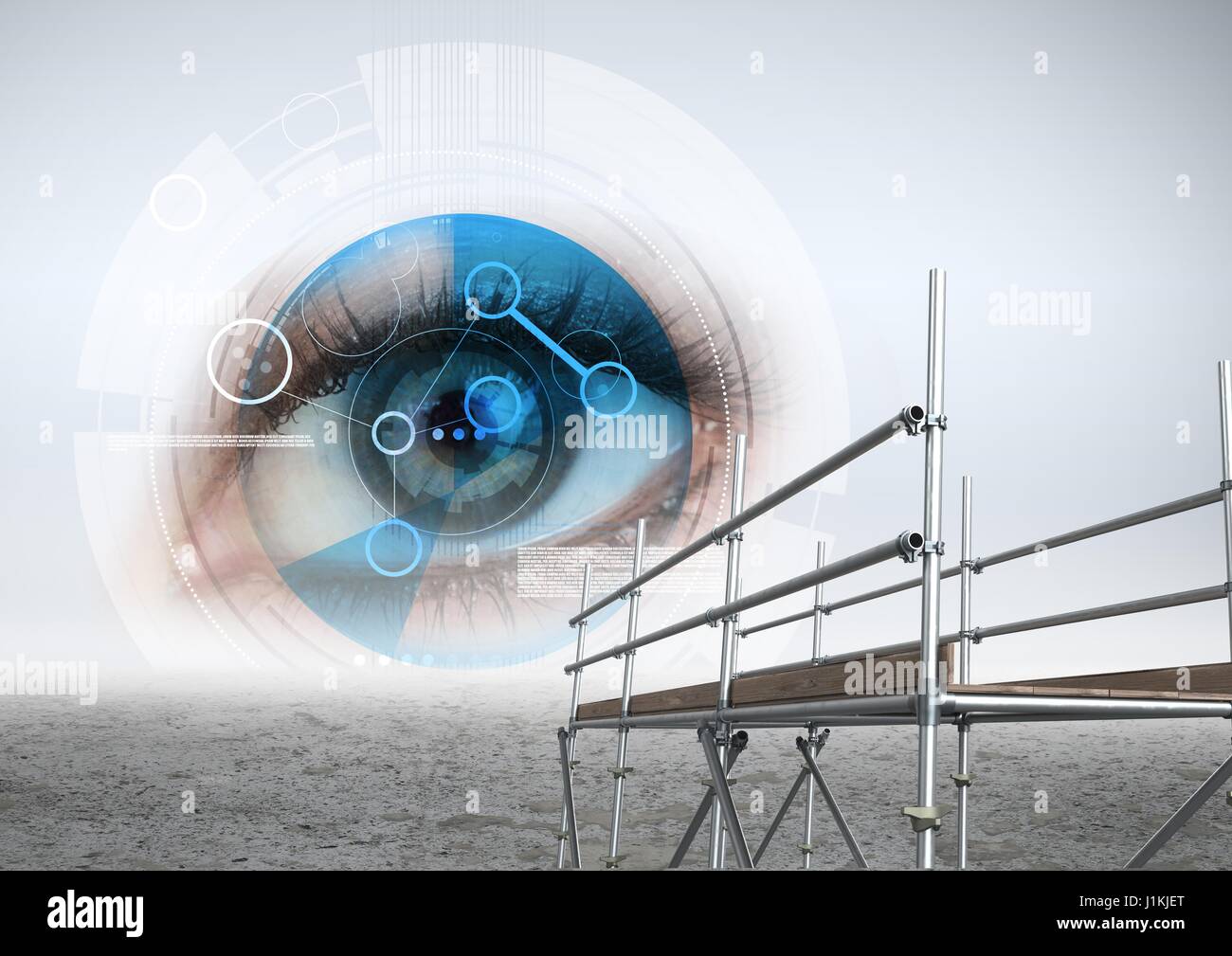 Digital composite of Digital eye interface with 3D Scaffolding Stock ...