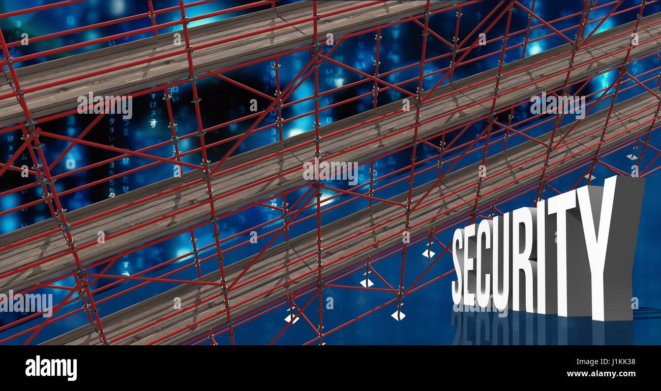 Digital composite of Security Text with 3D Scaffolding Stock Photo - Alamy